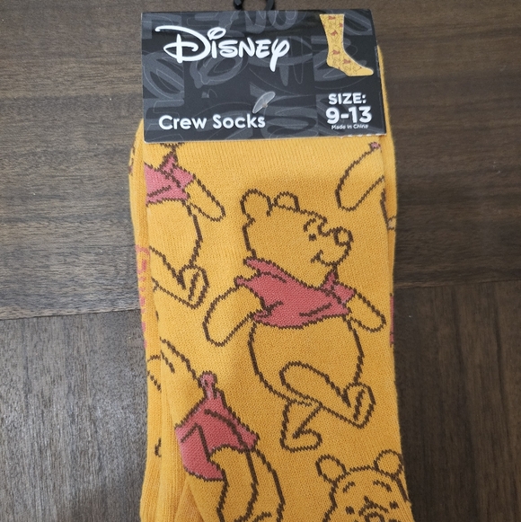 Disney | Other | Disney Pooh Yellow Crew Socks Nwt | Poshmark